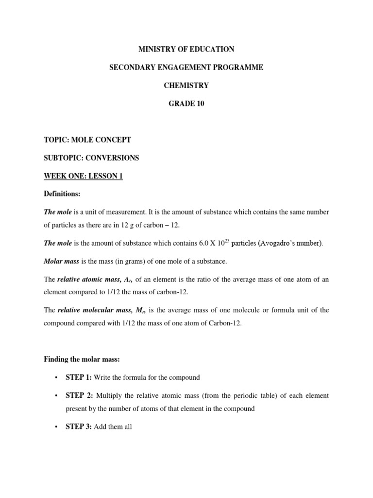 Grade 10 Chemistry - 2021 - Term 2 | PDF | Electrochemistry | Mole (Unit)