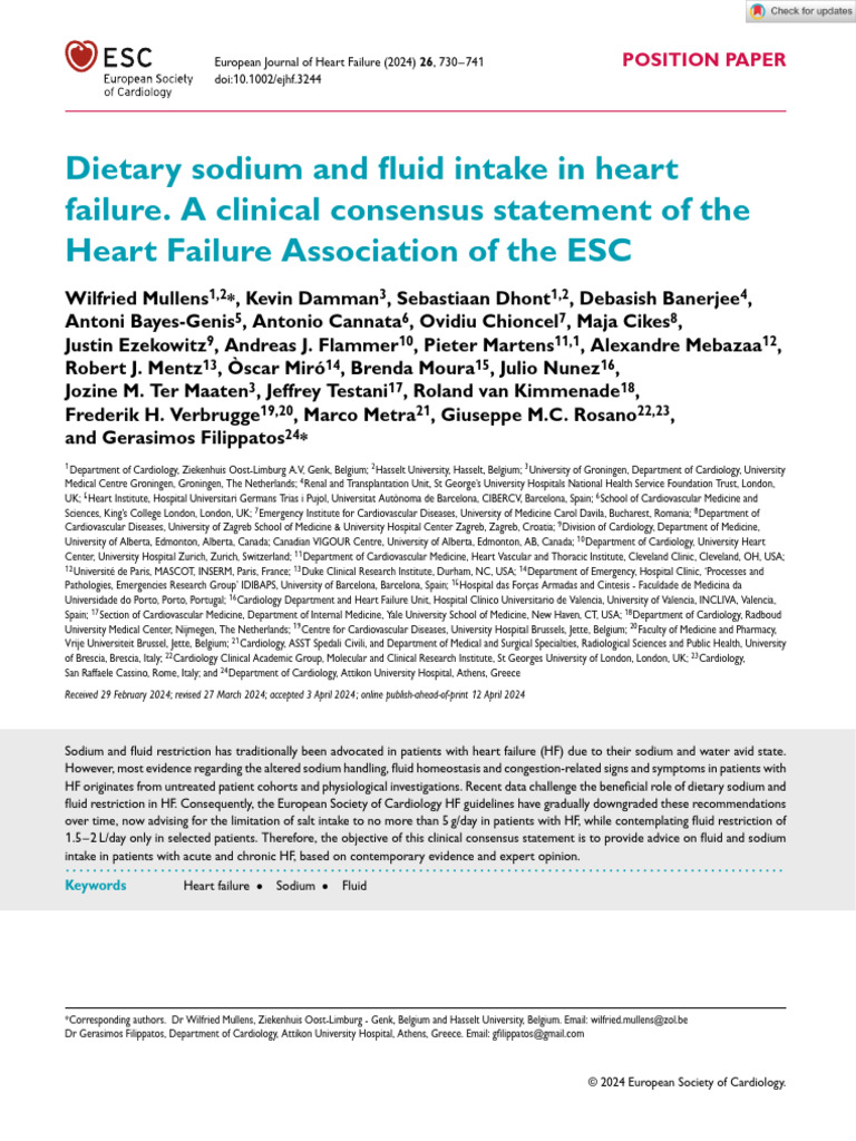 Fluid and Sodium Guidelines in CHF | PDF | Heart Failure | Cardiology