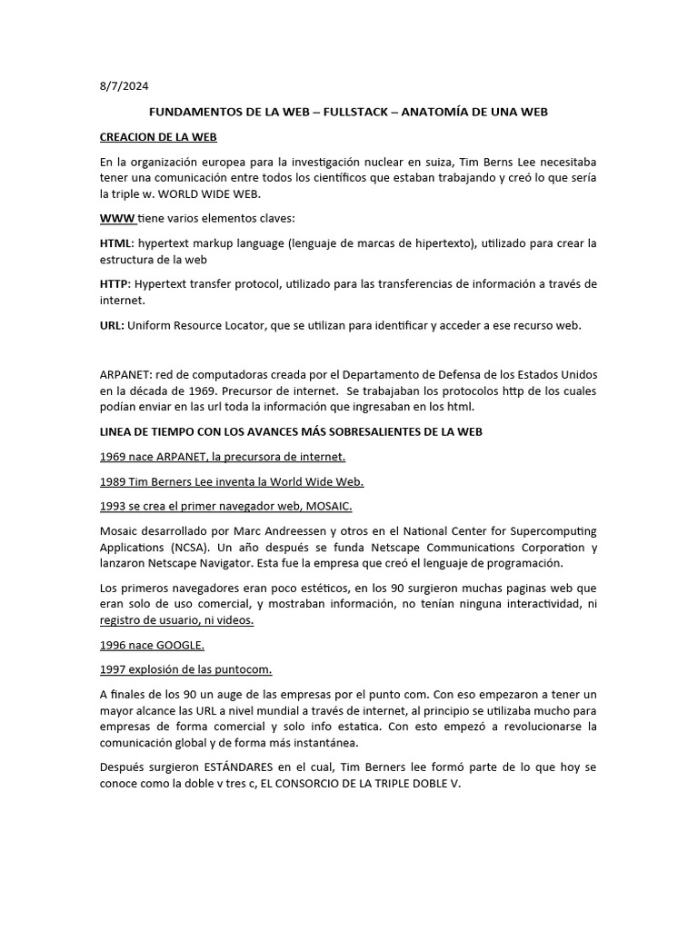 Evolución de la Web y Fullstack | PDF | Red mundial | Internet y web