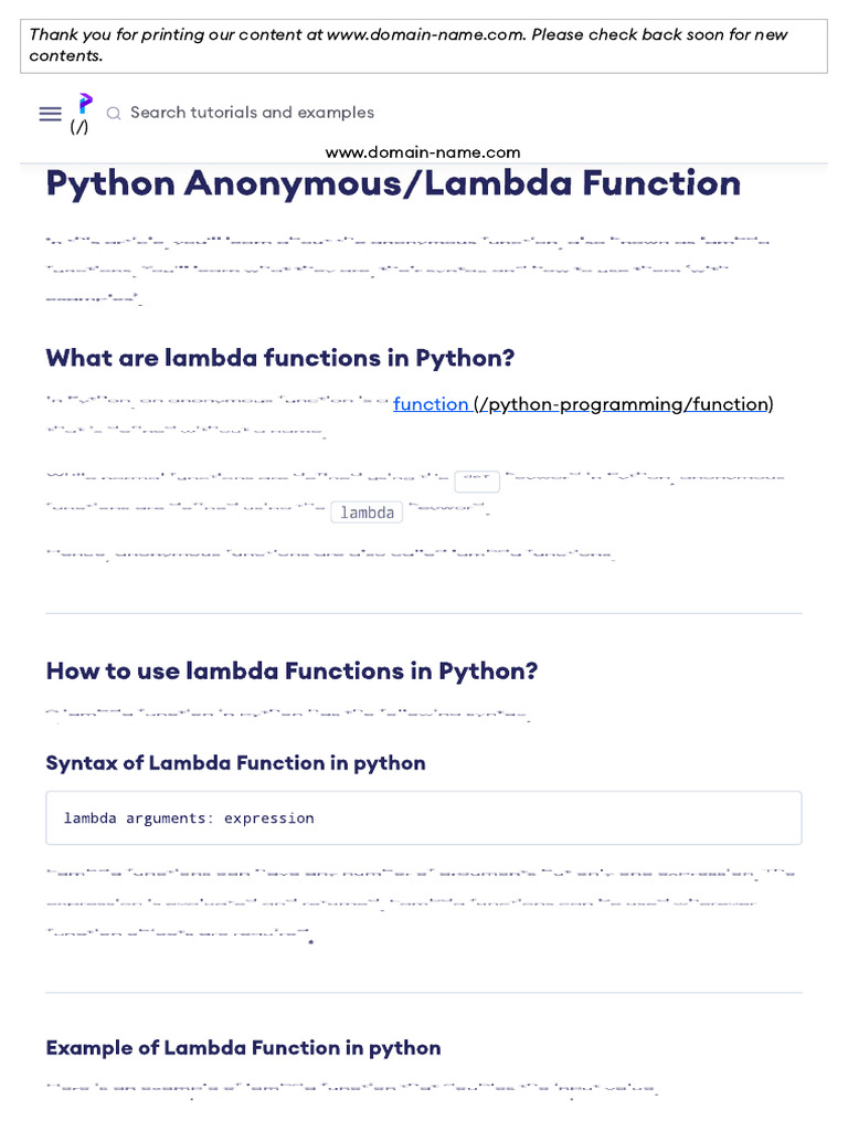 Python Lambda (Anonymous) Function | PDF Python Lambda (Anonymous) Function | PDF