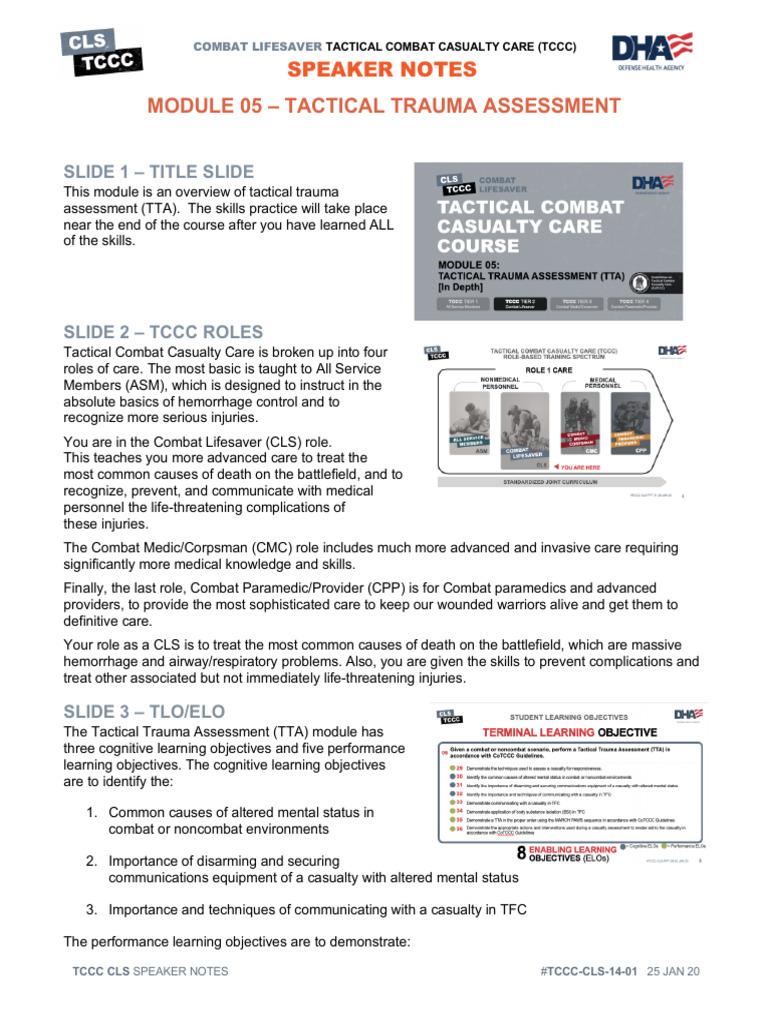 TCCC Speaker Notes | PDF | Diseases And Disorders | Clinical Medicine