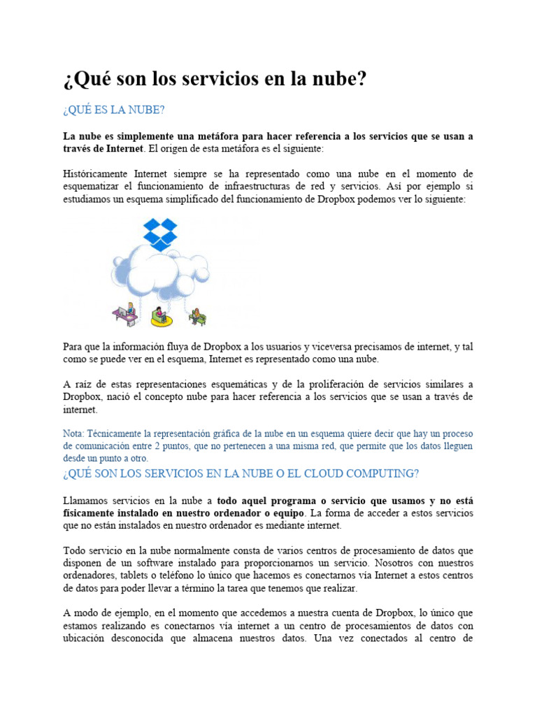 Introducción a la Nube y sus Servicios | PDF | Computación en la nube | Software como servicio