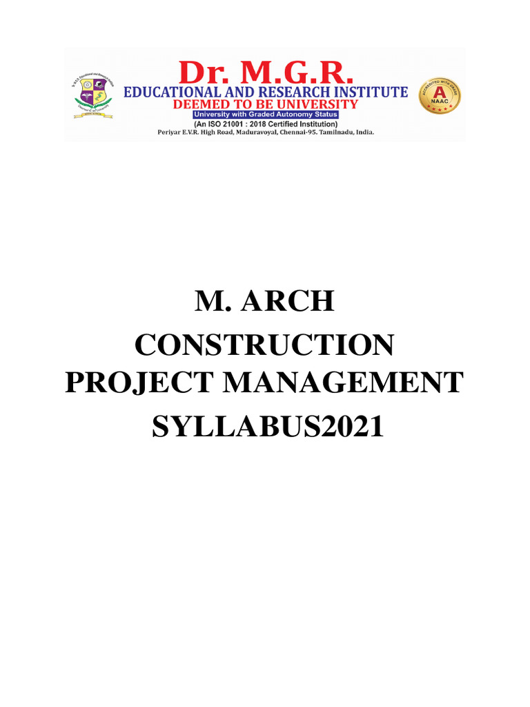 M.arch Const Mgmt 2021 | PDF | Estimation Theory | Arbitration