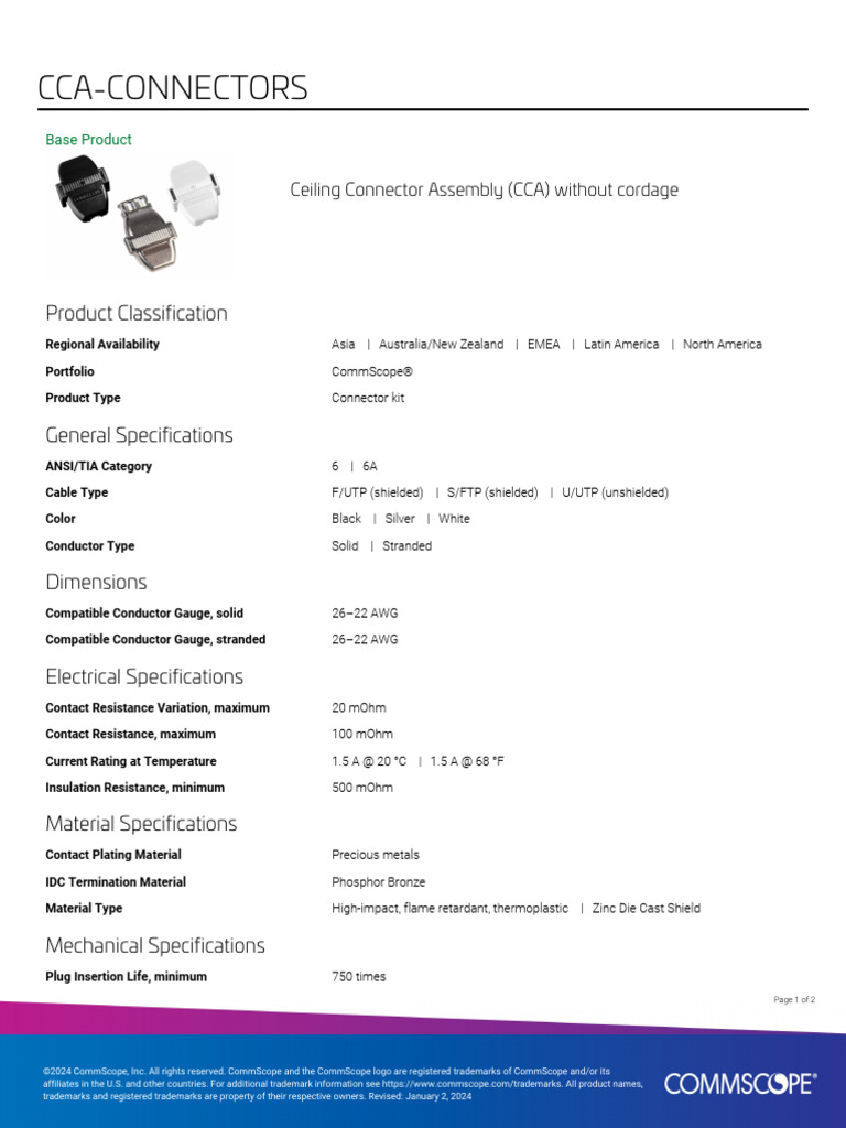 Cca Connectors Product Specifications | PDF | Electrical Connector ...