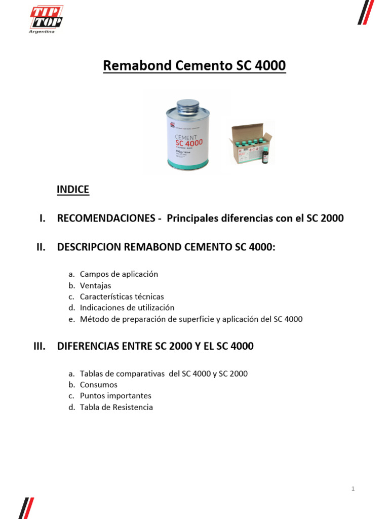 Remabond SC 4000: Ventajas y Aplicaciones | PDF | Cemento | Materiales