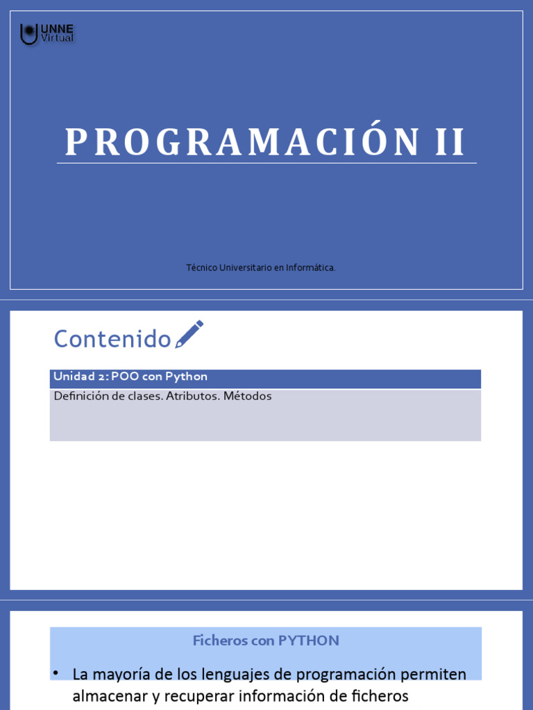Presentacion Unidad 2 Ficheros | PDF | Archivo de computadora | Python (lenguaje de programación)