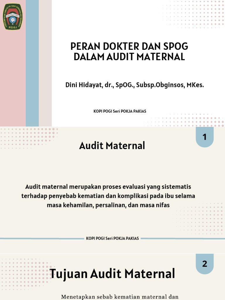 Peran Dokter Dan SpOG Dalam Audit Maternal | PDF | Sains & Matematika