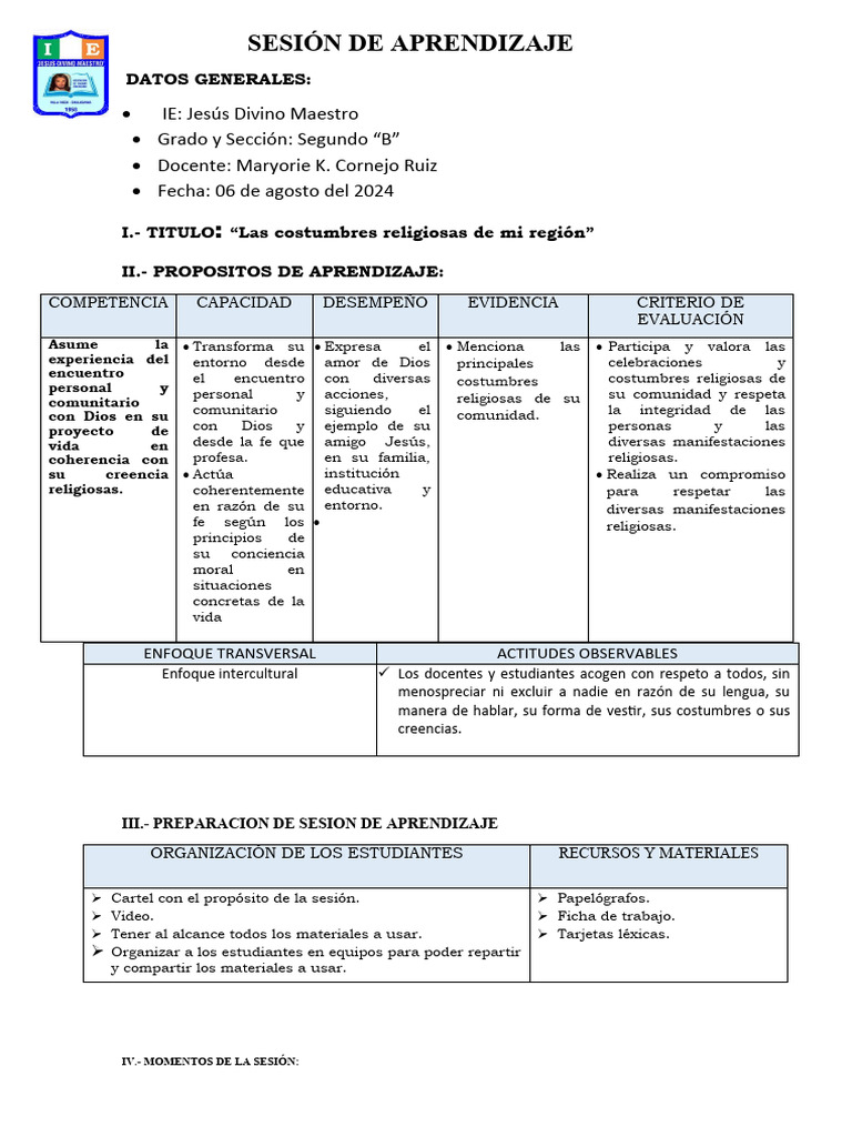 Costumbres Religiosas en Piura | PDF | Dios | Aprendizaje