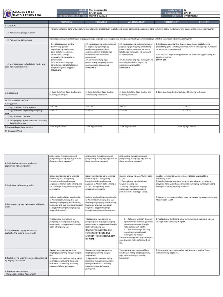 DLL - Epp 4 - Q4 - W6 | PDF