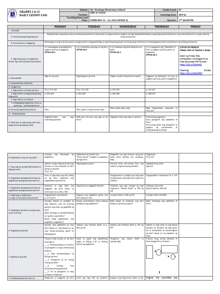DLL - Epp 4 - Q3 - W3 | PDF