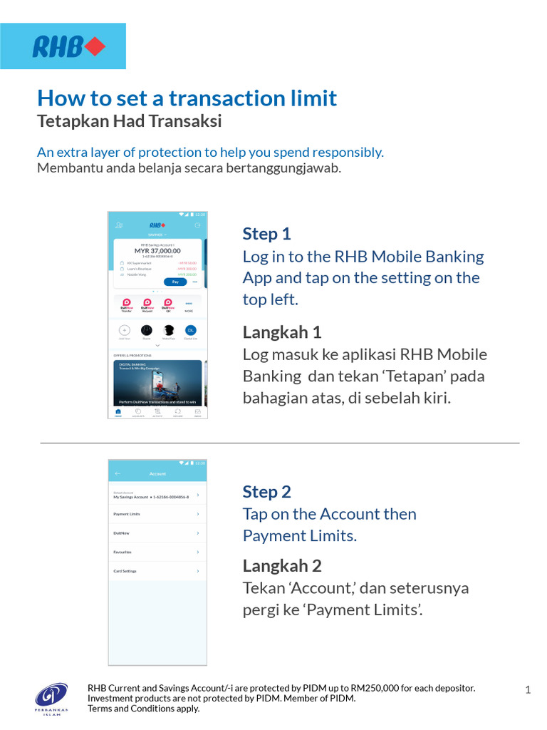 Set Transaction Limits in RHB App | PDF | Financial Services | Investing