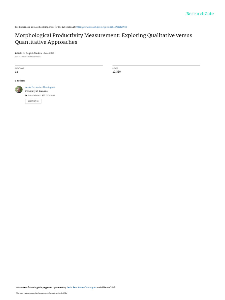 Morphological Productivity Measurement E | PDF | Morphology (Linguistics) | Word