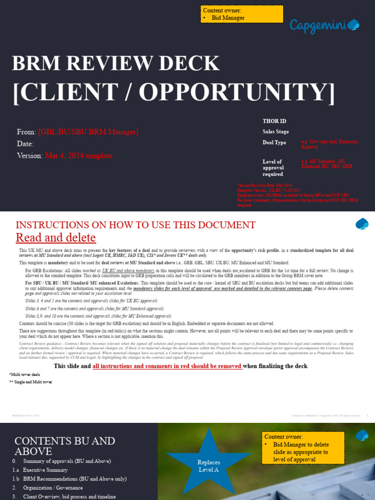 BRM Deck Template For BU MU Standard and MU Enhanced | PDF | Risk ...