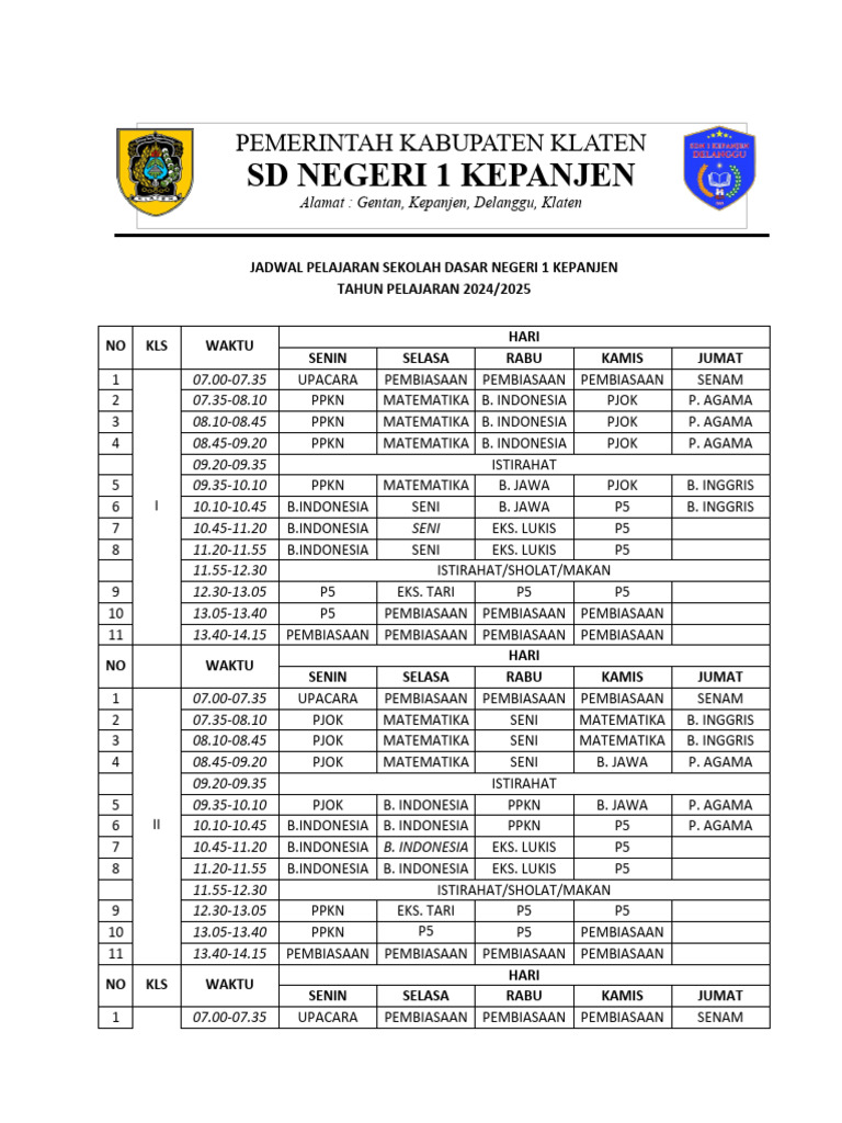 Jadwal 5 Hari | PDF