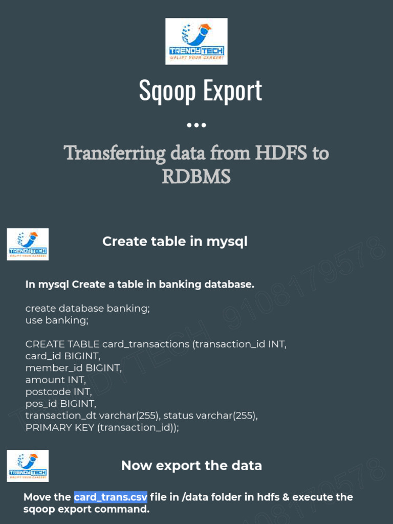 Sqoop Export Guide for Big Data Learners | PDF | Apache Hadoop | Databases