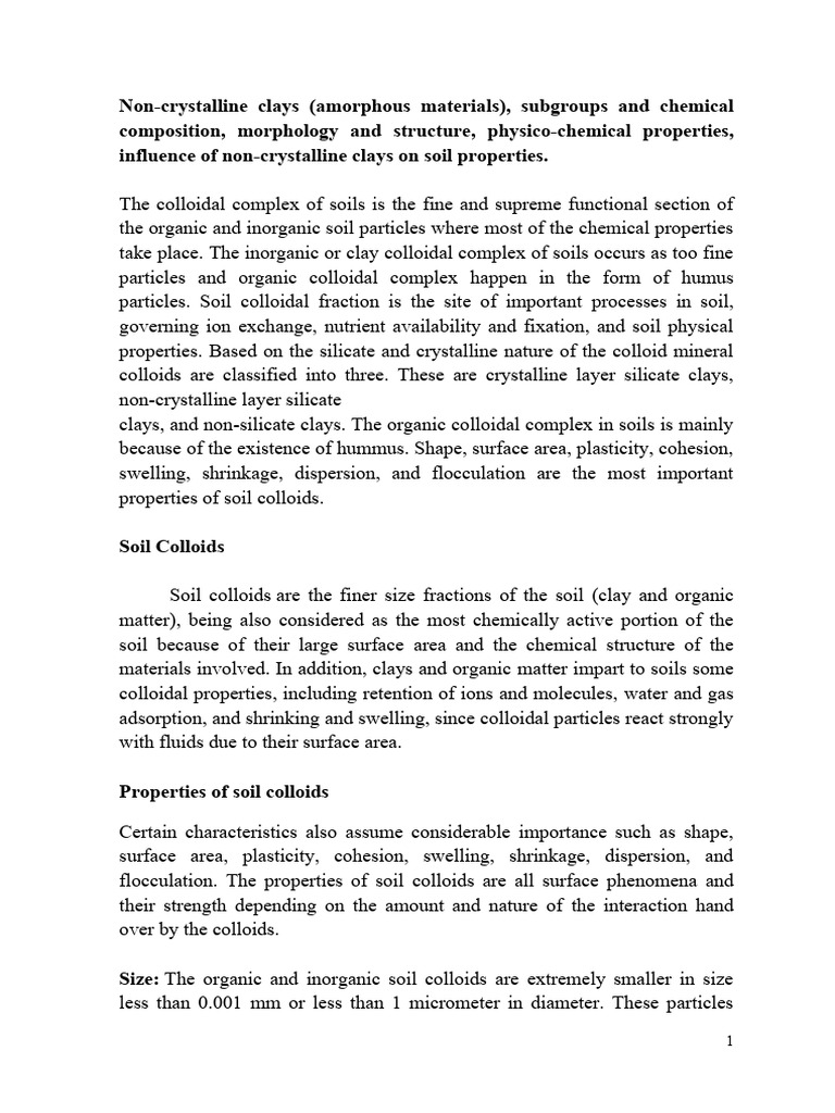 SSAC 621 Assignment Non Crystalline Clays | PDF | Soil | Amorphous Solid