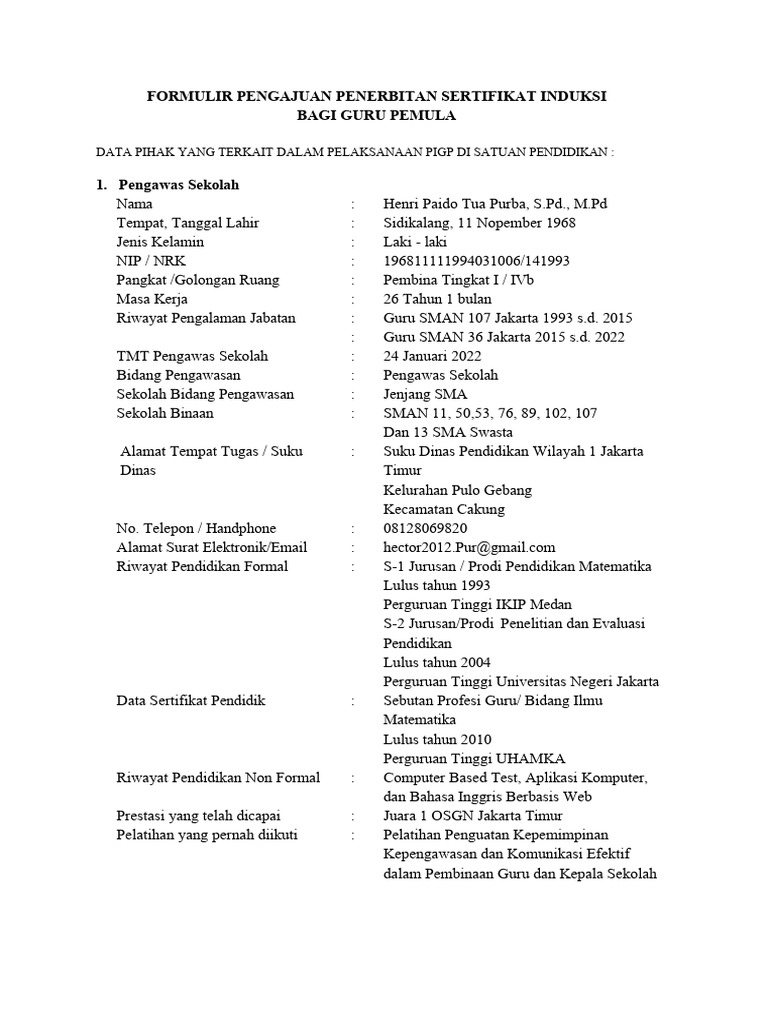 FORMULIR PENGAJUAN PENERBITAN SERTIFIKAT INDUKSI Eka | PDF