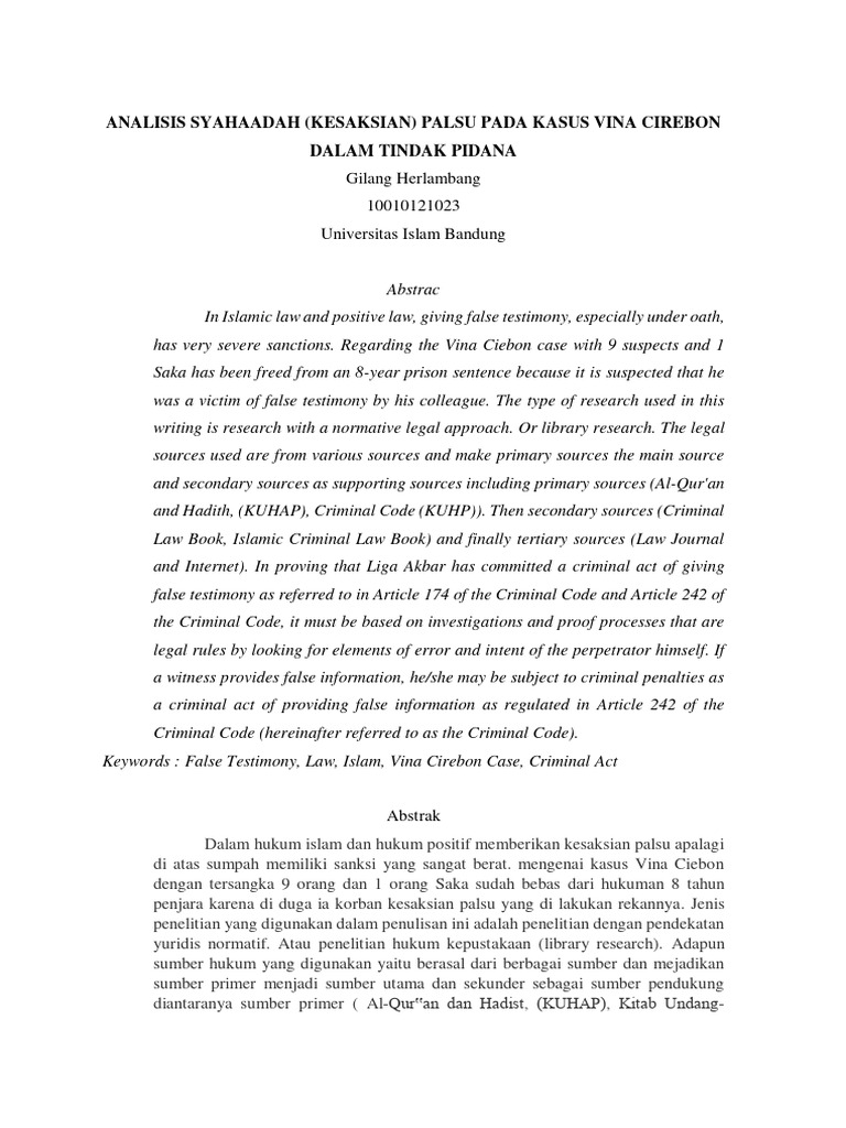Analisis Kasus Vina Cirebon | PDF