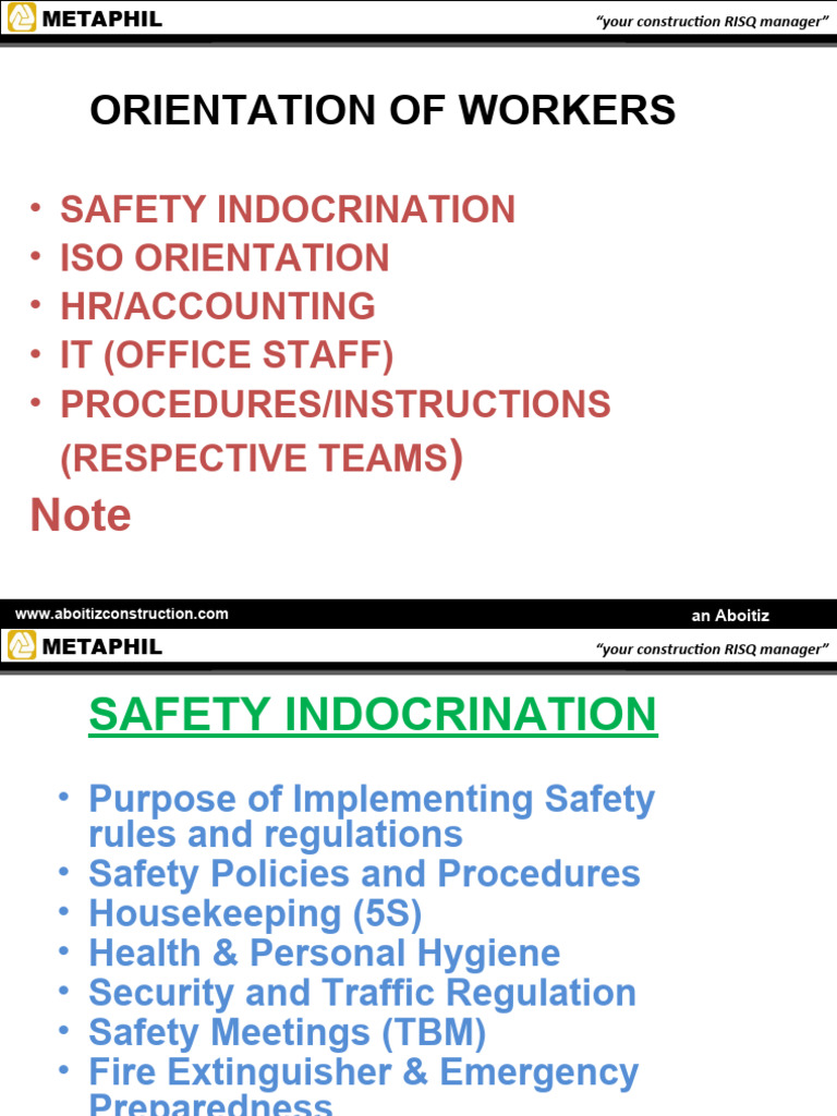 Metaphil Construction Safety Orientation | PDF | Art