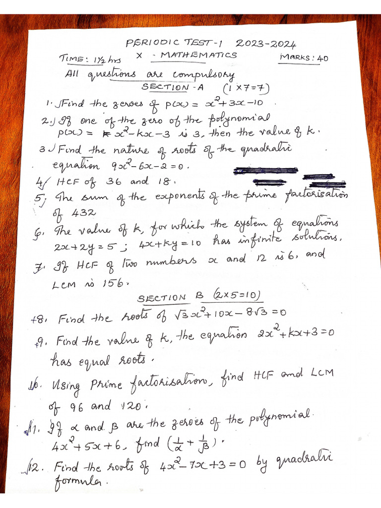 Maths practice questions for class X CBSE | PDF