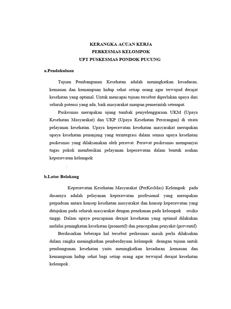 Perkesmas Kelompok Pondok Pucung | PDF