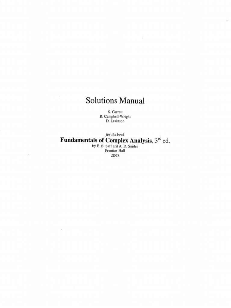 Fundamentals of Complex Analysis Solutions Manual | PDF