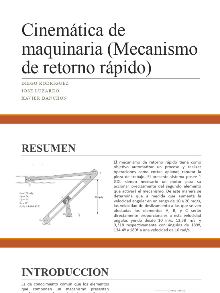 Cinemática del Mecanismo de Retorno Rápido | PDF | Velocidad | Vector ...