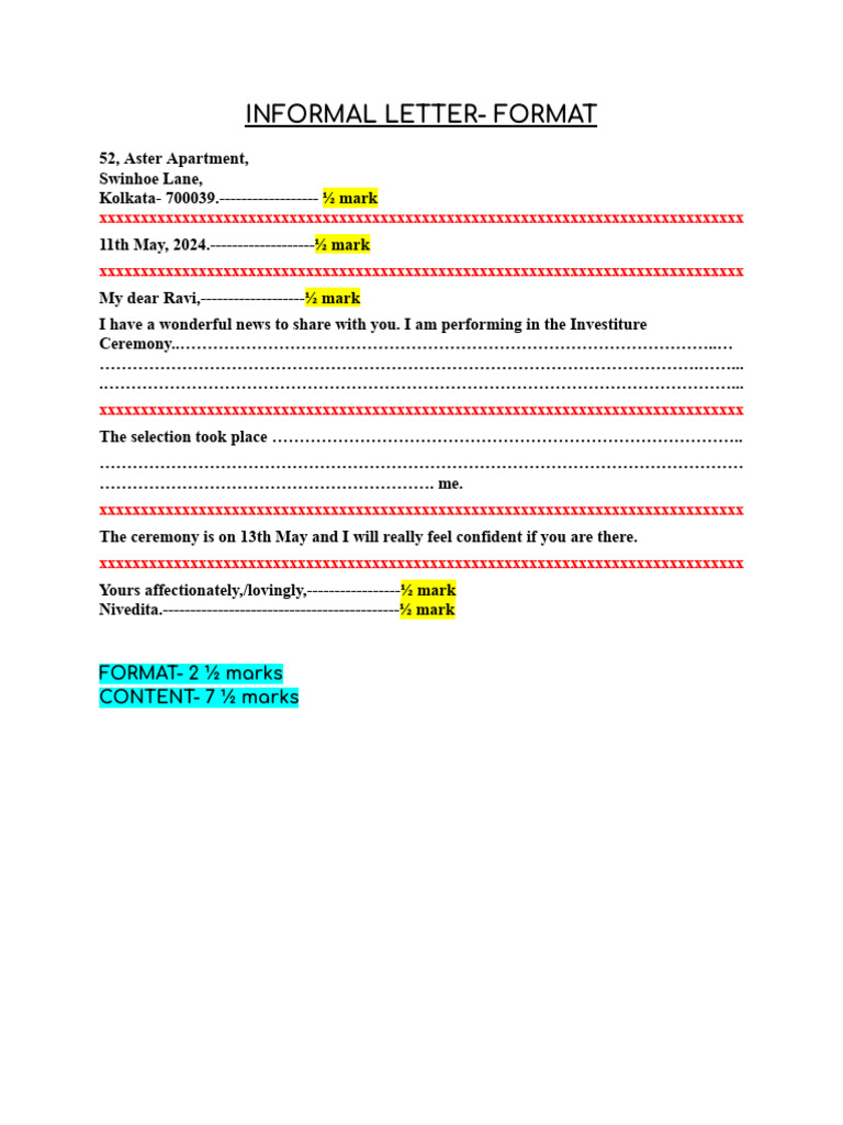 Informal Letter - Format | PDF