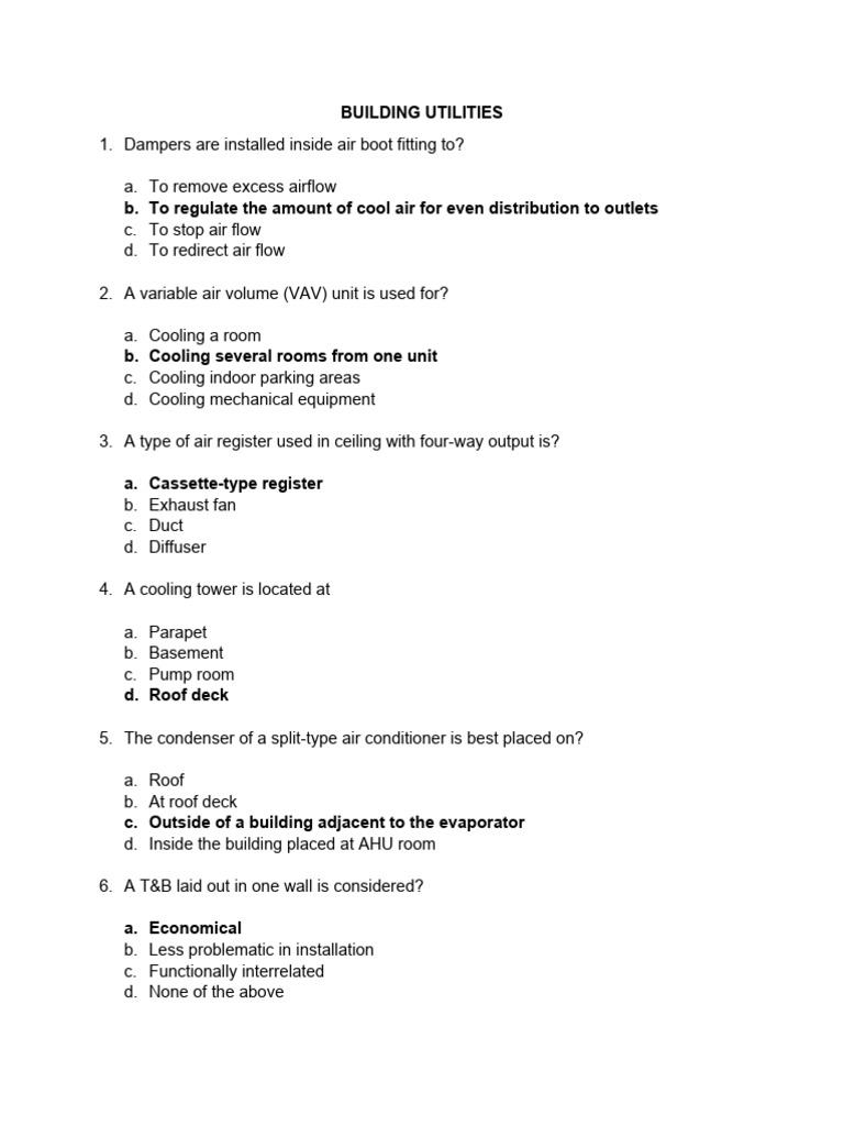 Building Utilities Reviewer | PDF | Air Conditioning | Pipe (Fluid ...
