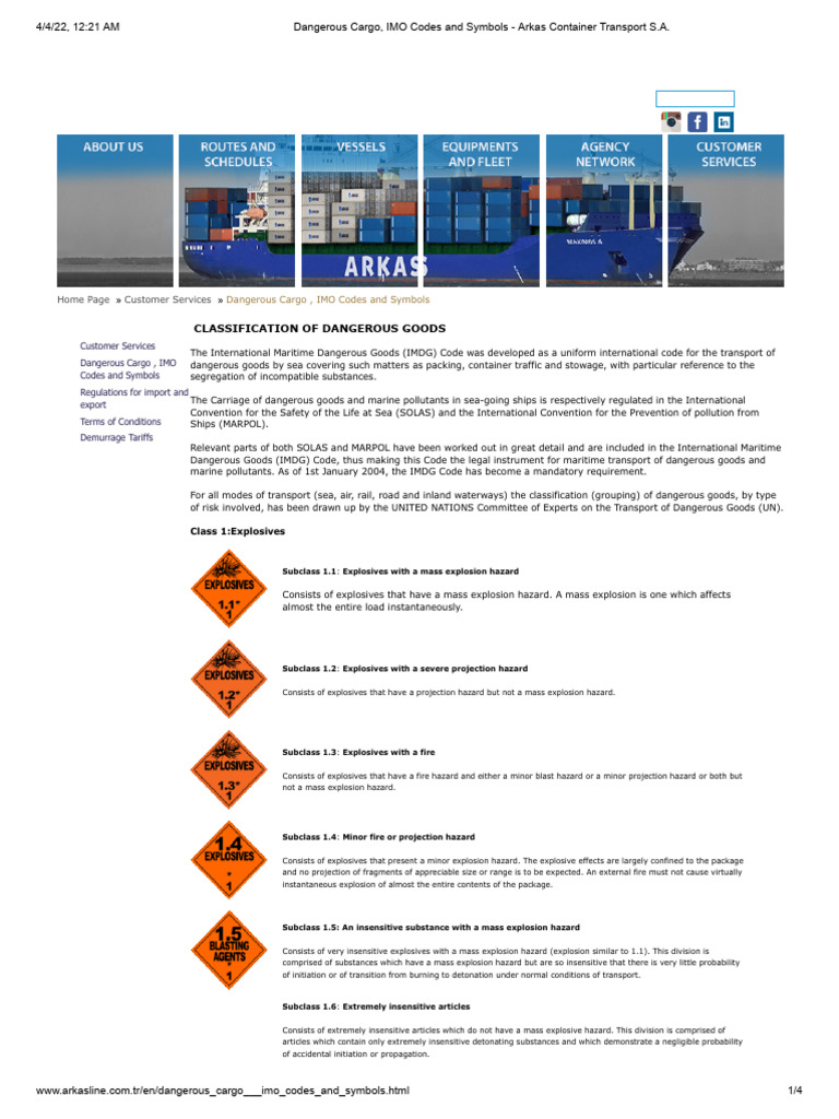 Dangerous Cargo, IMO Codes and Symbols - Arkas Container Transport S.A ...