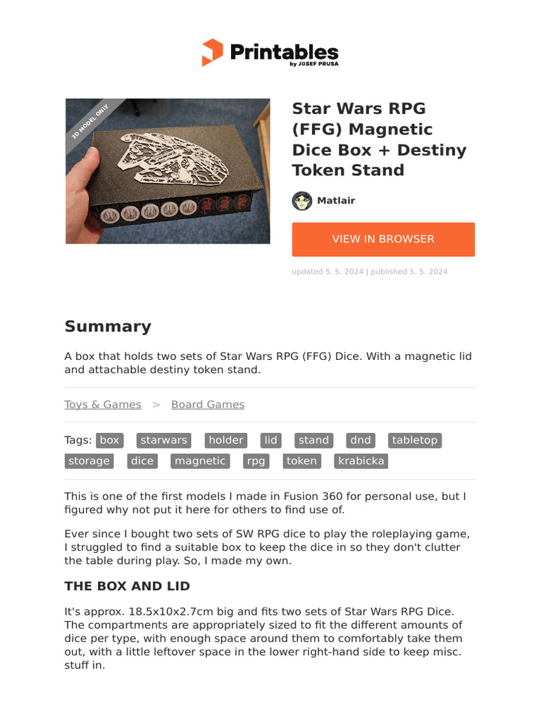 Star Wars RPG Magnetic Dice Box | PDF | Role Playing Games