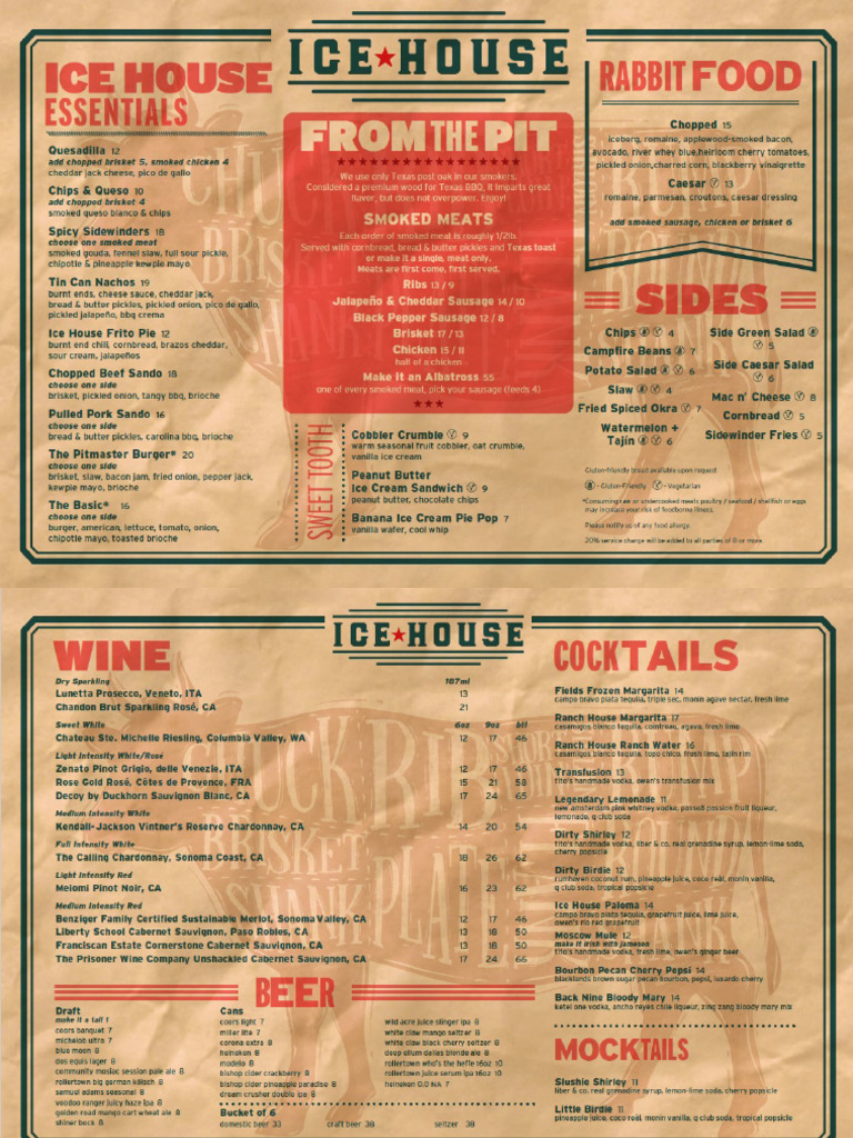 Ice House Menu November 2023 | PDF