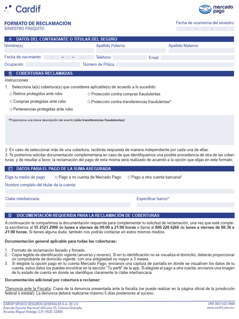 PDF Claim Form | PDF | Póliza de seguros