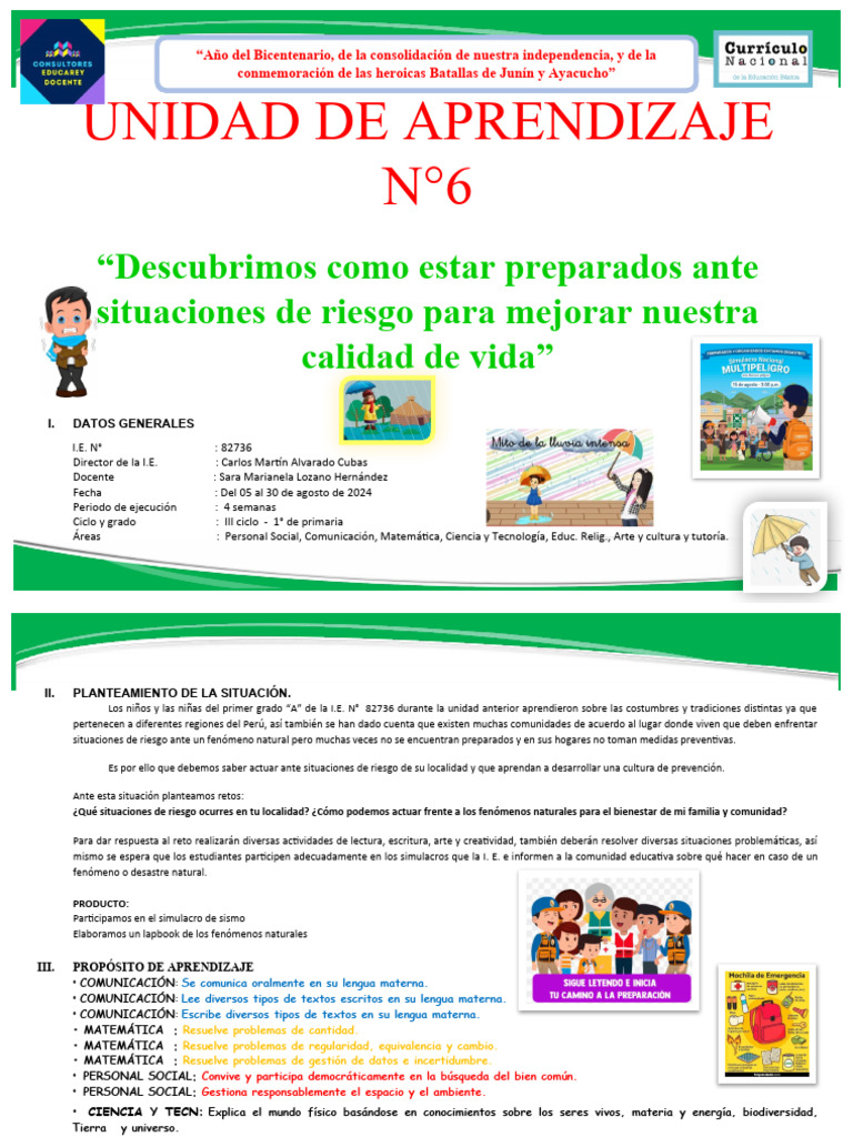 1RO UNIDAD DE APRENDIZAJE 6 1er Grado | PDF | Aprendizaje | Evaluación