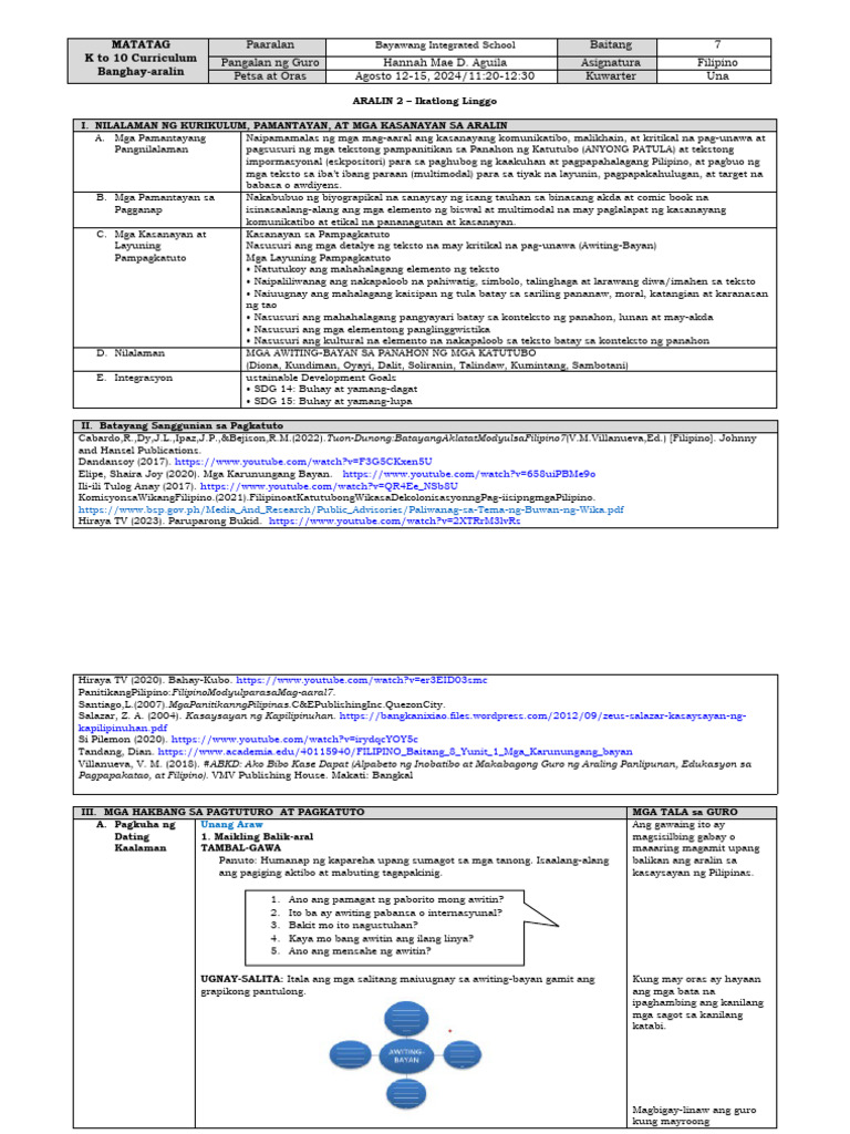 Filipino 7 - Quarter 1 - Week 3 | PDF