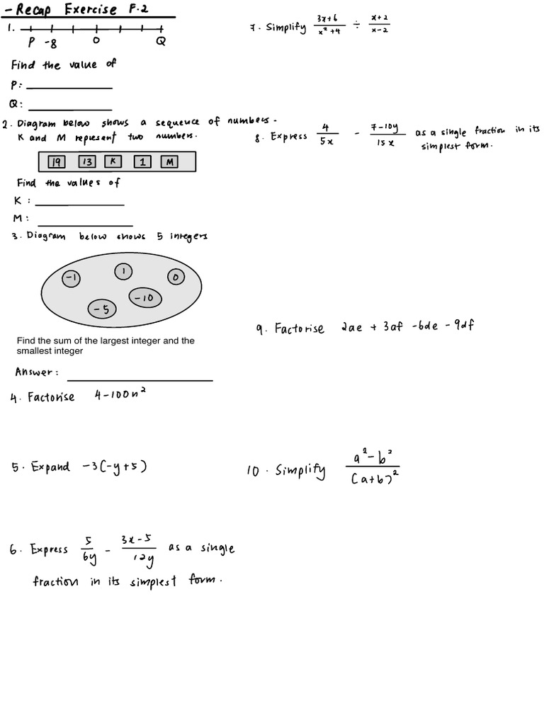 Recap Exercise For Chap1,2,3 | PDF | Factorization | Numbers