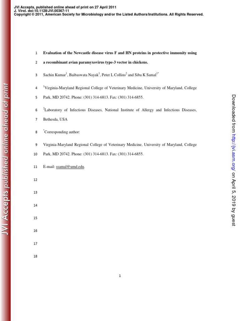 Evaluation of The Newcastle Disease Virus F and HN Proteins in ...