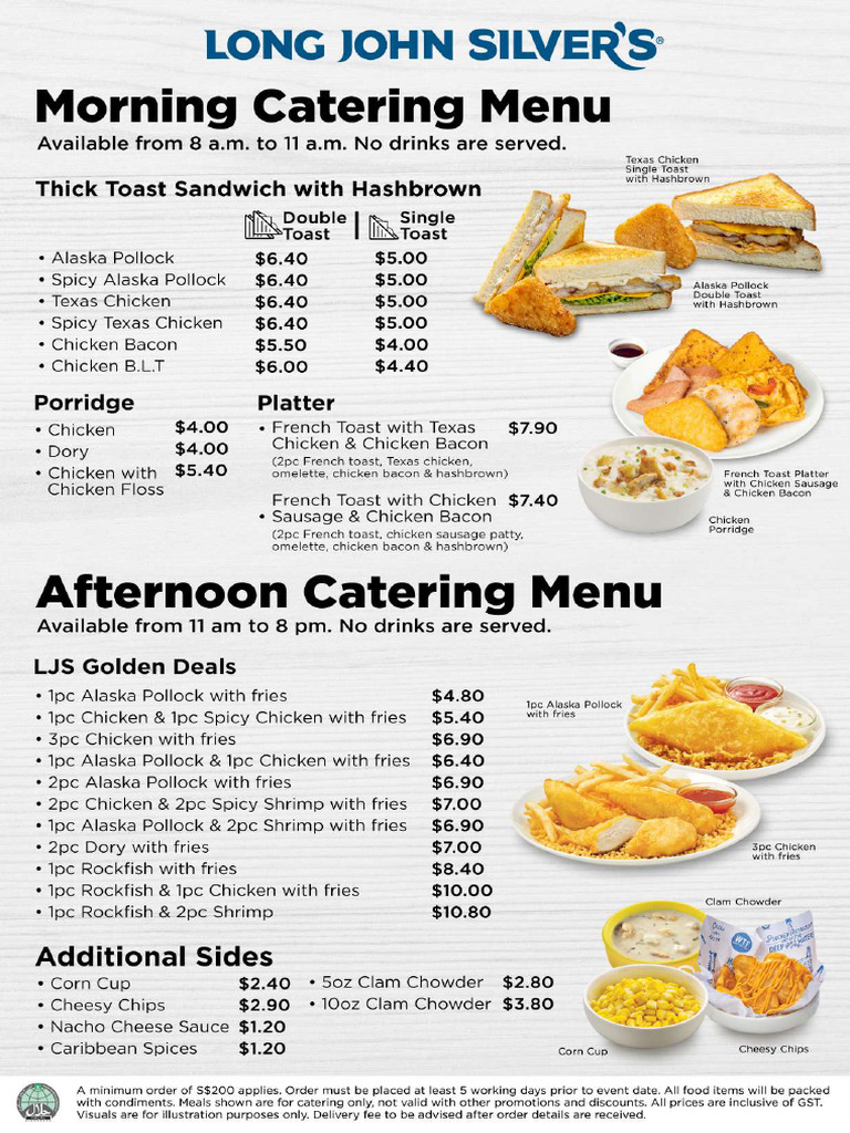 Long John Silver's Catering Menu | PDF