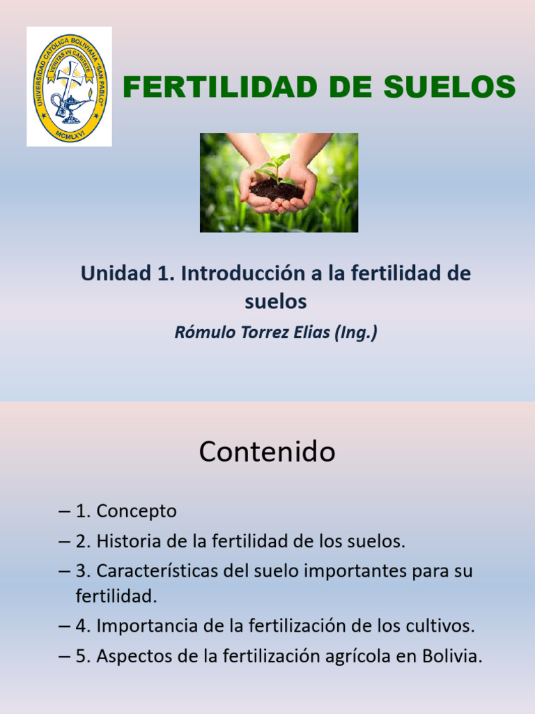 Unidad 1. Fertilidad de Suelos | PDF | Suelo | Fertilidad del suelo