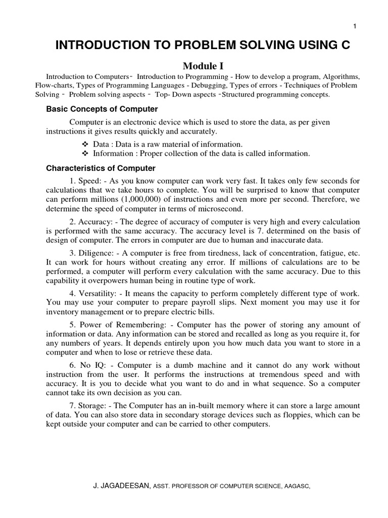 C-Notes Module 1 | PDF | Computer Data Storage | Computer Program