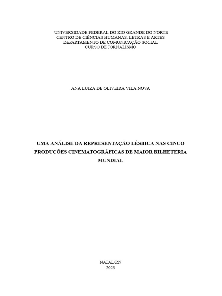 TCC - Versão Final | PDF | Lésbico | Fotografia cinematográfica