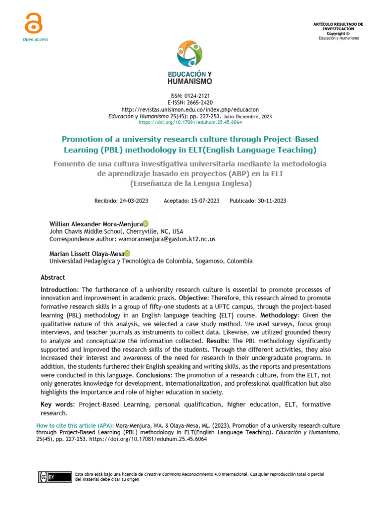 Enhancing Research Culture in ELT with PBL | PDF | Methodology | Knowledge