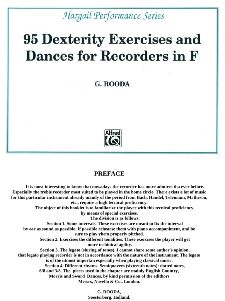 95 Dexterity Exercises and Dances For Recorders in F | PDF | Musicology | Musical Compositions