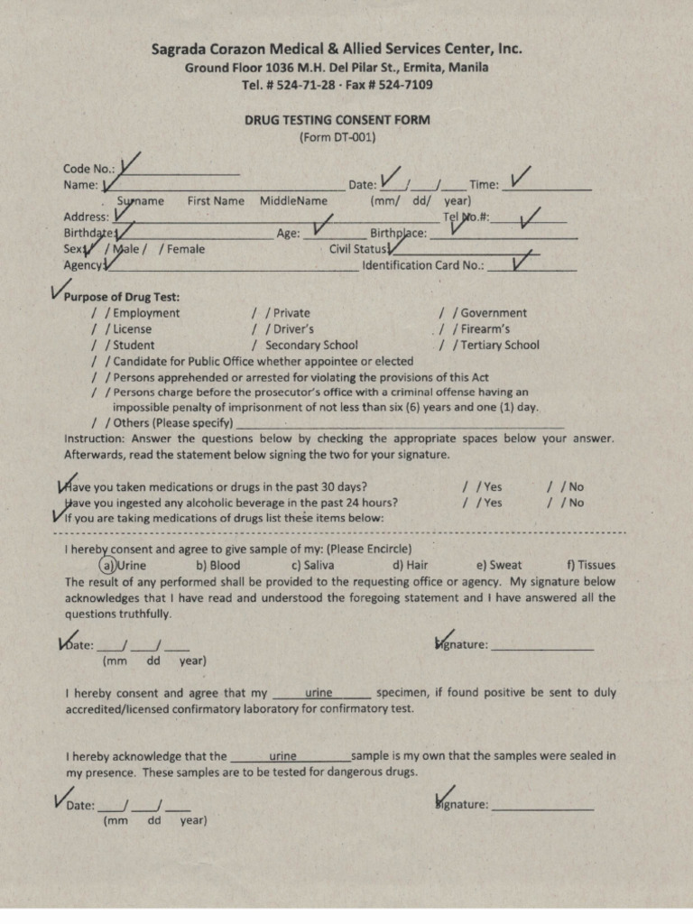 Drug Testing Consent Form | PDF