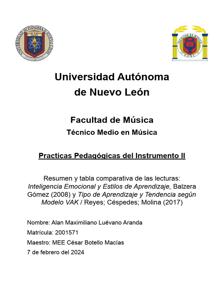 Inteligencia Emocional y Estilos de Aprendizaje Tendencia Modelo VAK ...
