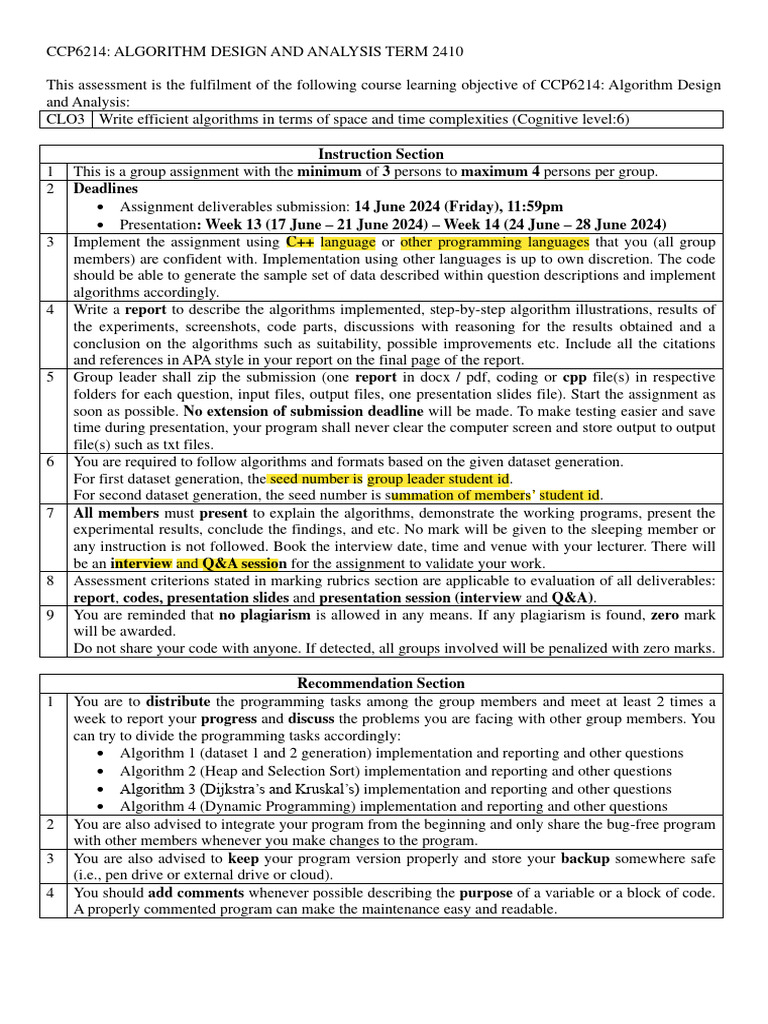 2410 CCP6214 Assignment (Dynamic) | PDF | Algorithms | Queue (Abstract ...