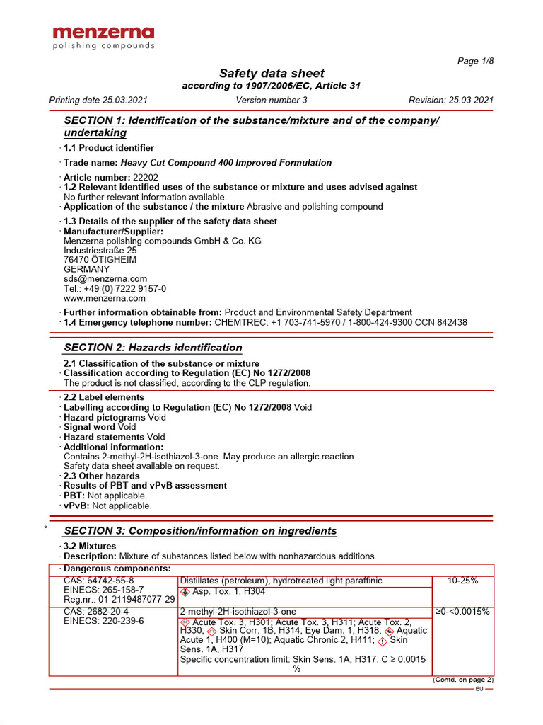 (Compound Polish) CAN - Polishing Compound | PDF | Dangerous Goods ...
