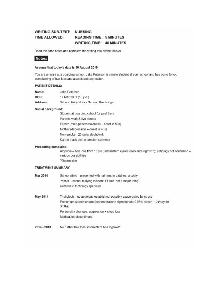 Medical Referral Letter Case Notes - Jake Paterson | PDF