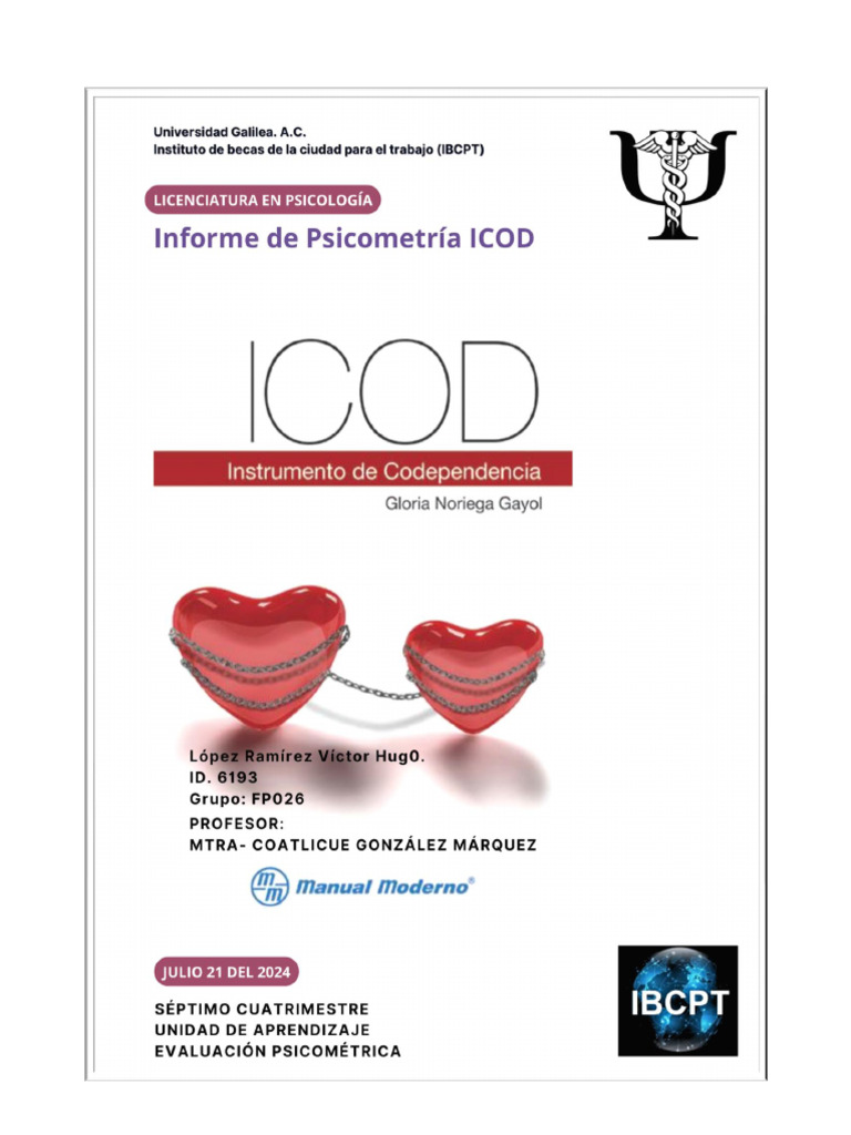 Informe de Psicometría ICOD VÍCTOR HUGO LÓPEZ ID 6193 | PDF | Las ...