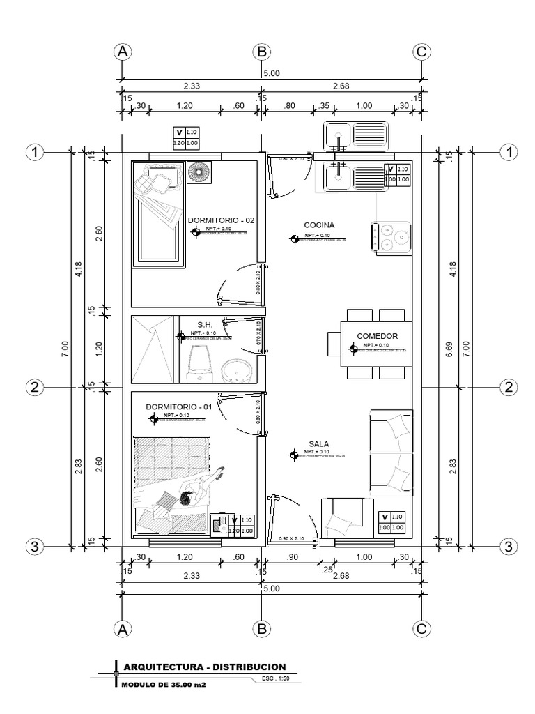 Plano de Vivienda - 35 M2 | PDF